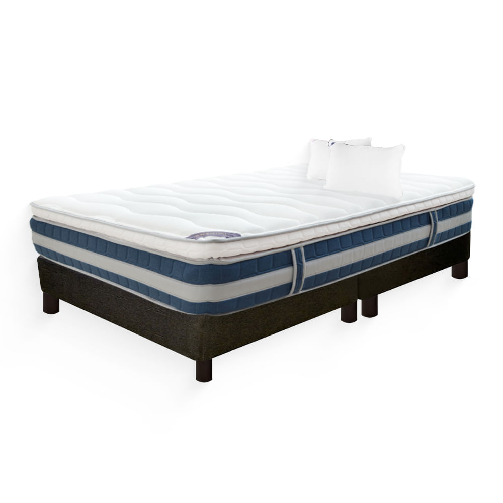 Combo Colchón Denali + Set de Almohadas H&M + Base Cama Madison Doble ...